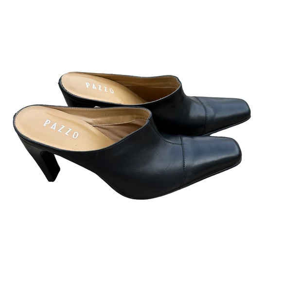 PAZZO | Shoes | Pazzo Leather Heeled Mules Womens Slip On Smooth ...